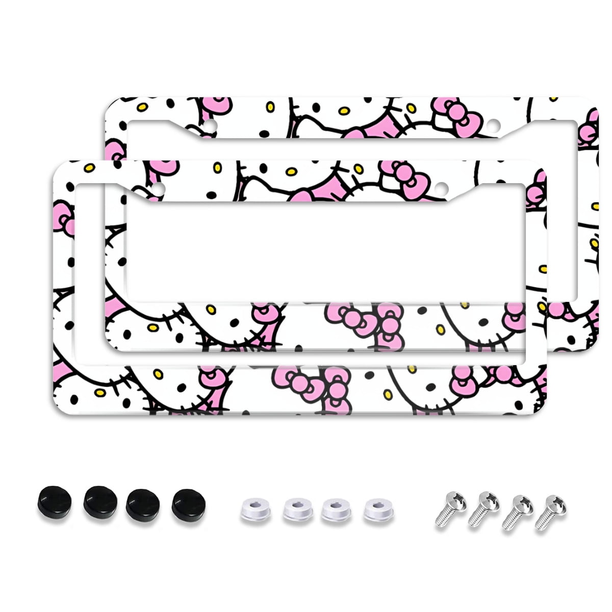 Hello Kitty License Plate Frame (2 Pieces) Cute Cartoon Metal Label ...