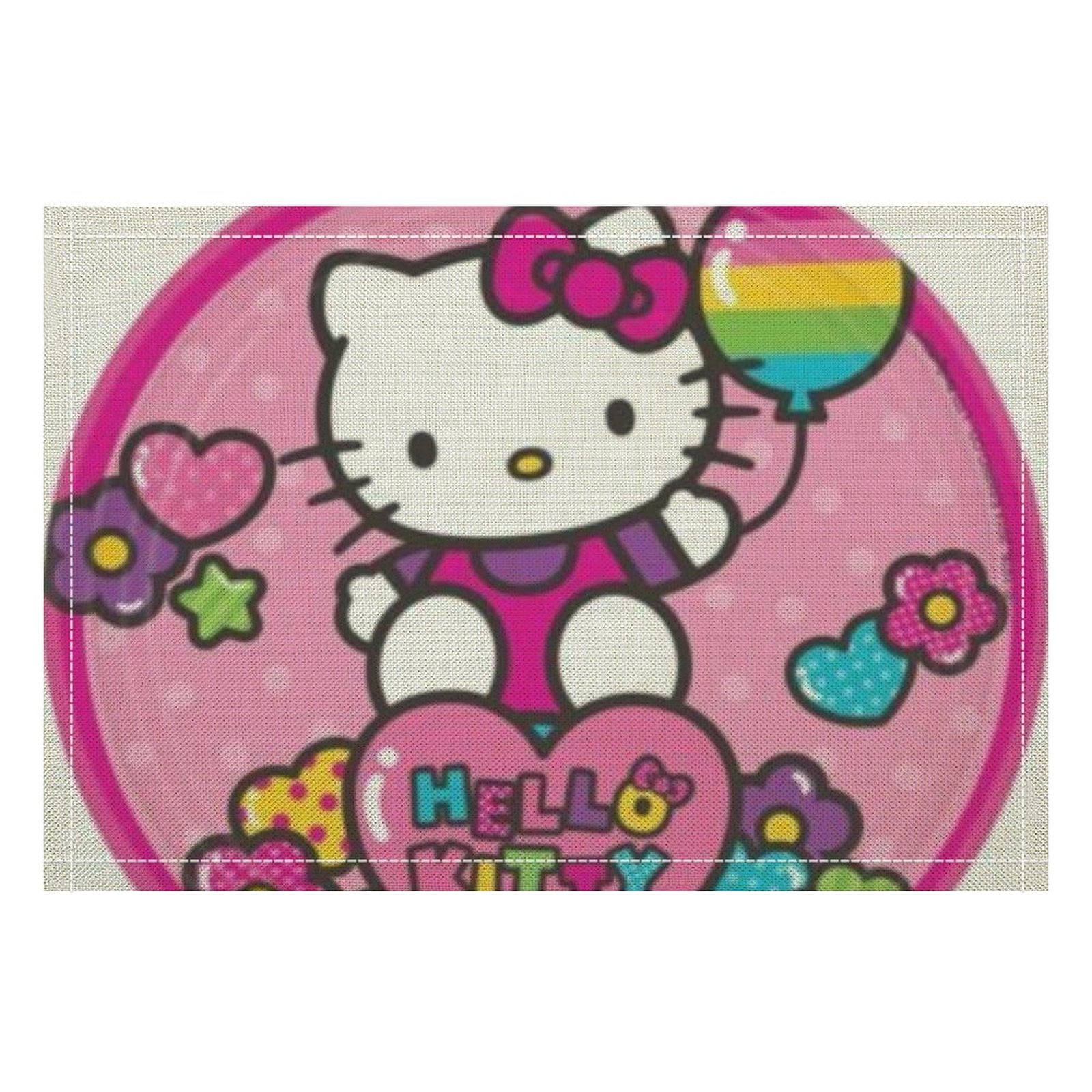 Hello_Kitty Linen Placemat, Tabletop Decor Reusable Washable Party ...