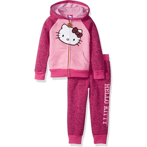 Hello Kitty Little Girls' 2 Piece Hooded Fleece Active Set, White ...