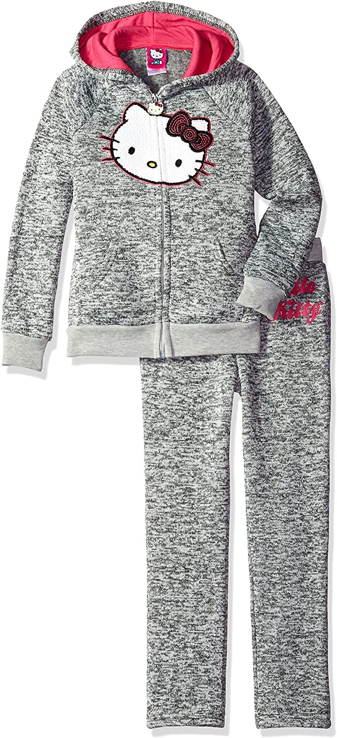 Hello Kitty Little Girls' 2 Piece Hooded Fleece Active Set, White ...