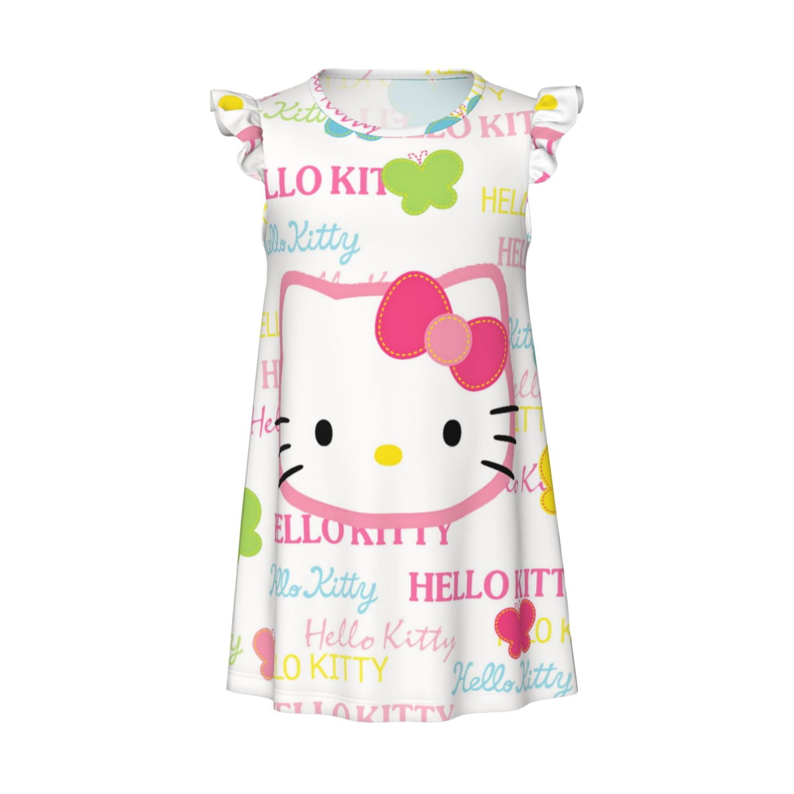 Hello Kitty Little Girls Nightgowns Soft Flutter Sleeve Night Dress ...