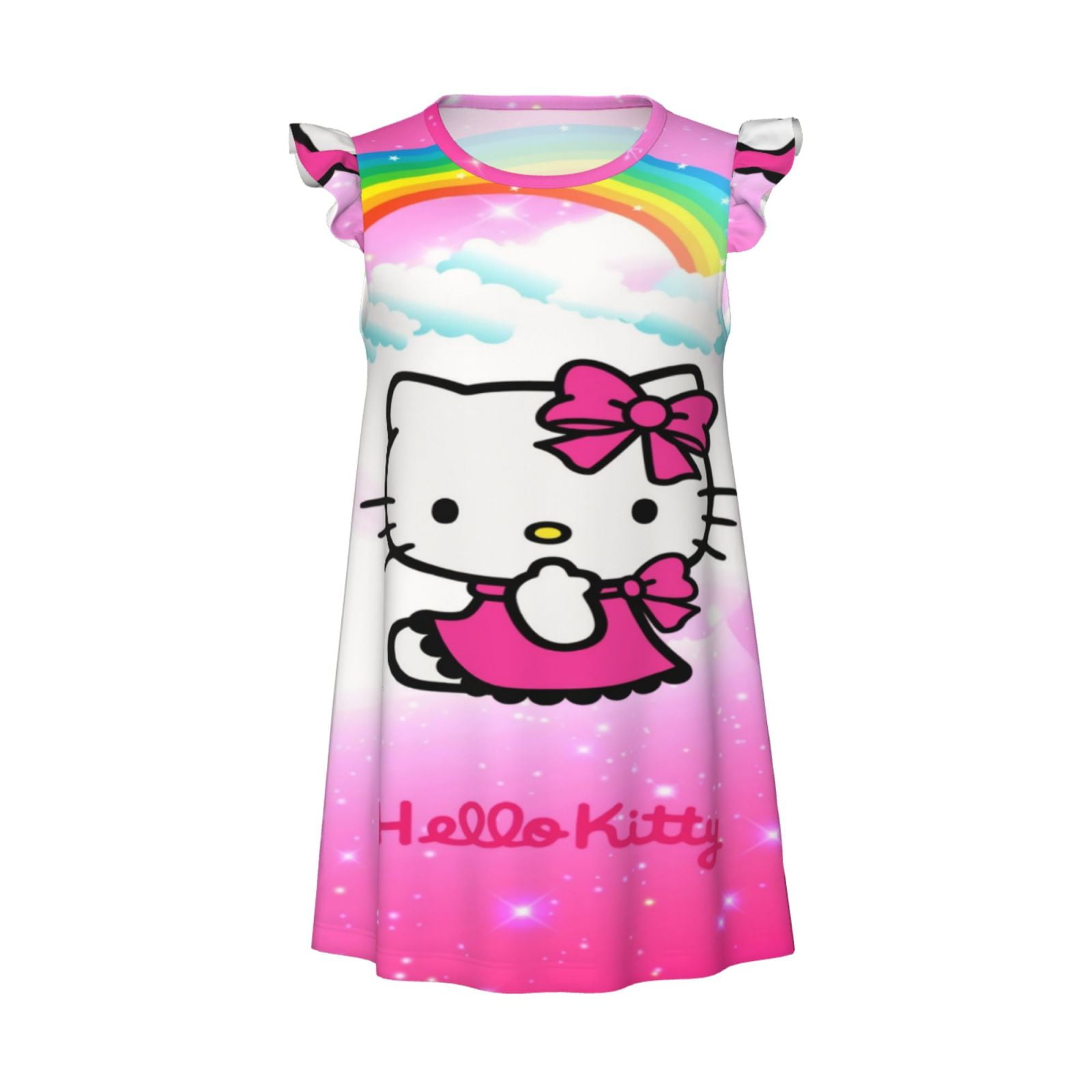 Hello Kitty Little Girls Nightgowns Soft Flutter Sleeve Night Dress ...