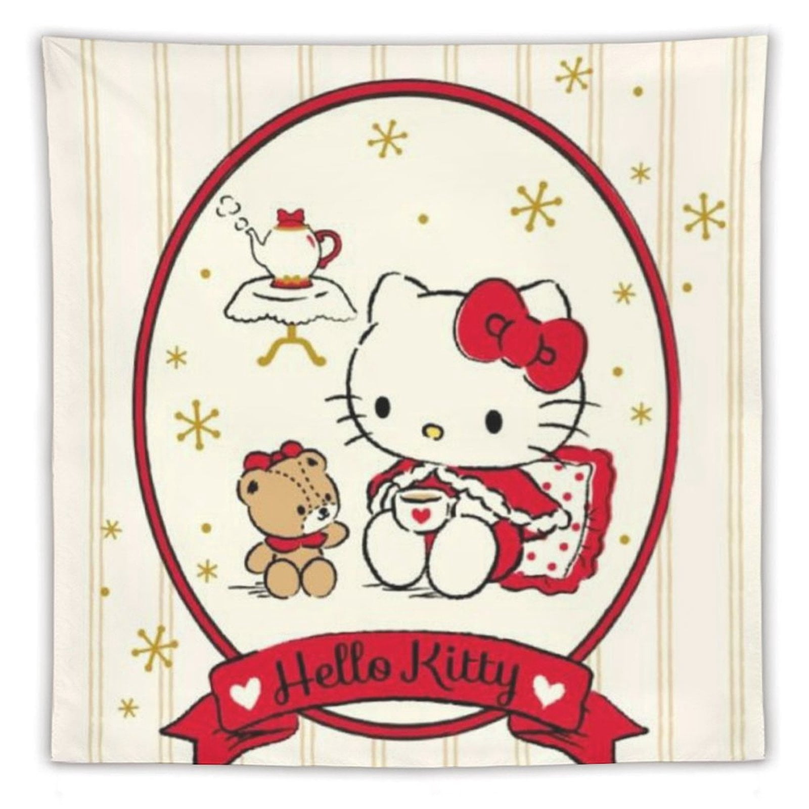 Hello Kitty Lock Edge Tapestry Room Decoration Cute For Christmas ...