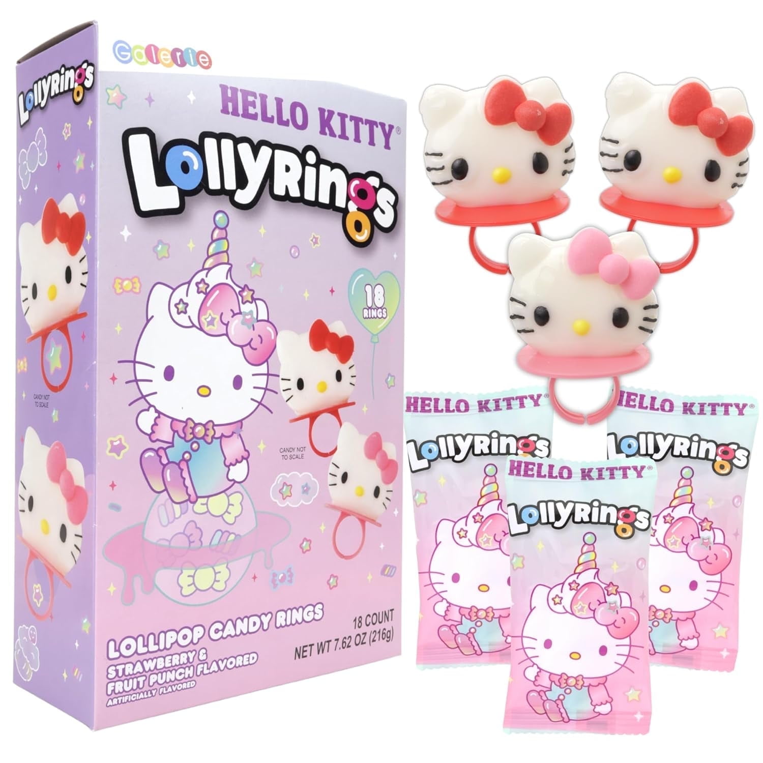 Galerie Hello Kitty Lolly Rings, Birthday Party Candy, 18 Count ...