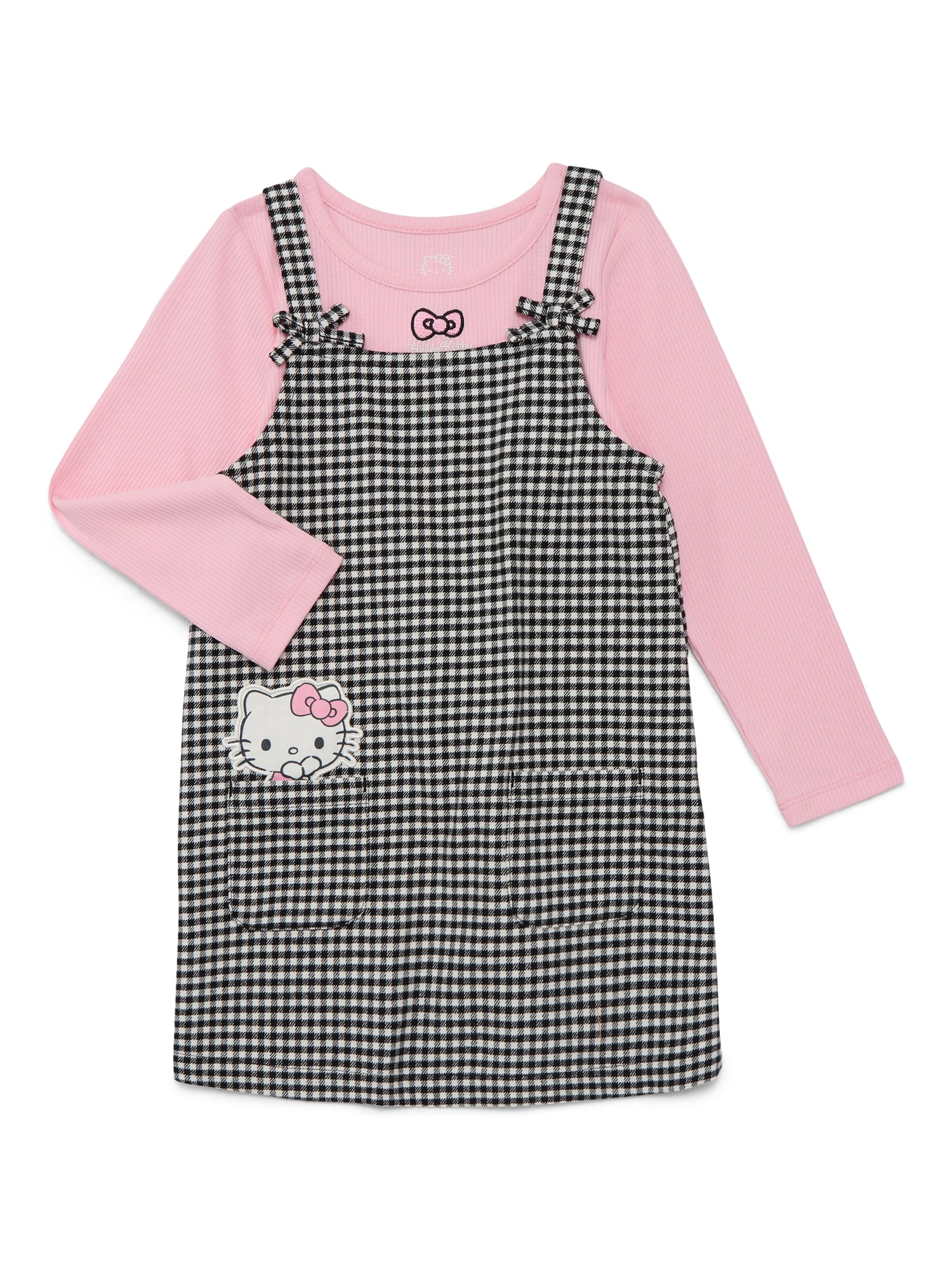 Hello Kitty Toddler Girls' Embroidered Tee and Pinafore Dress Set, 2 ...