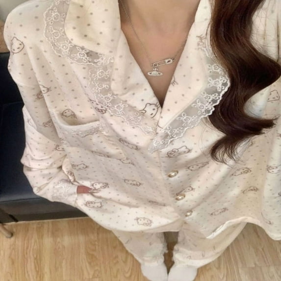 Hello Kitty Long-sleeved Pajamas for in Autumn and Winter Thickened ...