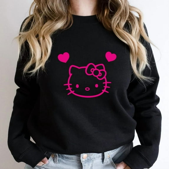 Hello Kitty Love Sweatshirt, Oversized Hoodie, Hello kitty tee, Cartoon ...