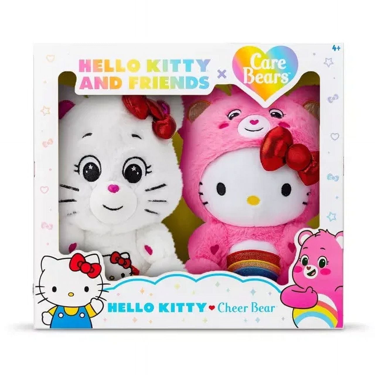 Hello Kitty Loves Cheer Bear 10" Collectible Care Bears Plush 2-Pack ...