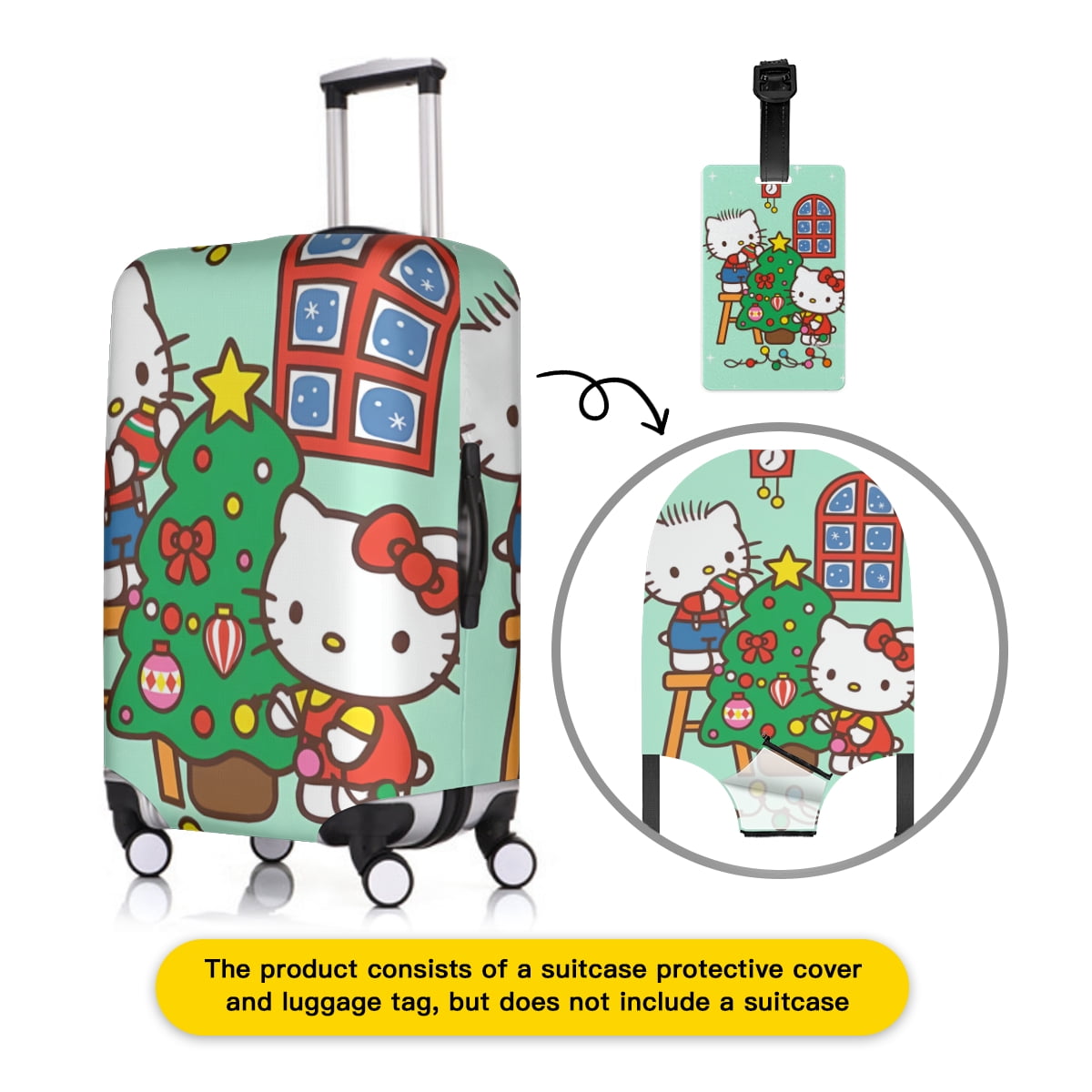 Hello Kitty Luggage Cover, Hard Shell Suitcase Cover with Luggage Tag ...