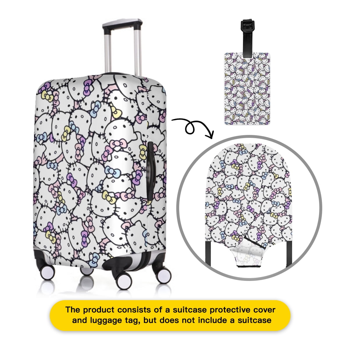 Hello Kitty Luggage Cover, Hard Shell Suitcase Cover with Luggage Tag ...