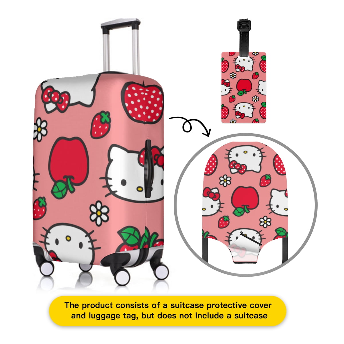 Hello Kitty Luggage Cover, Hard Shell Suitcase Cover with Luggage Tag ...