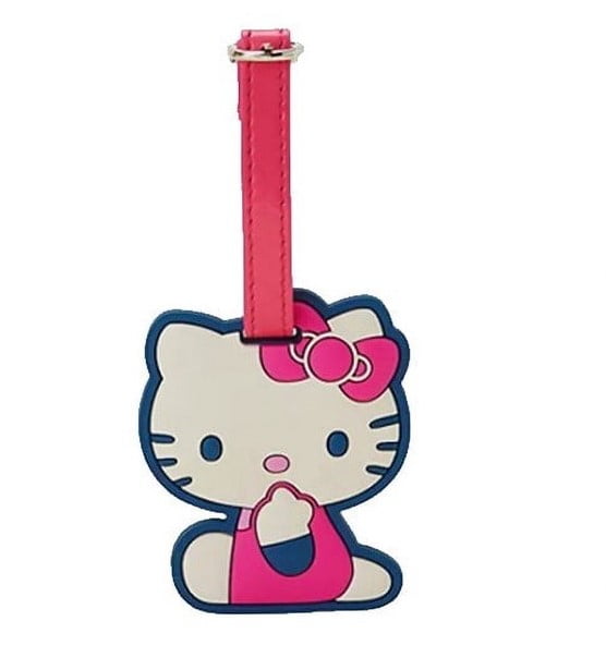 Hello Kitty Luggage Tag Rubber PVC Tag Pink Broder Sitting Travel ...