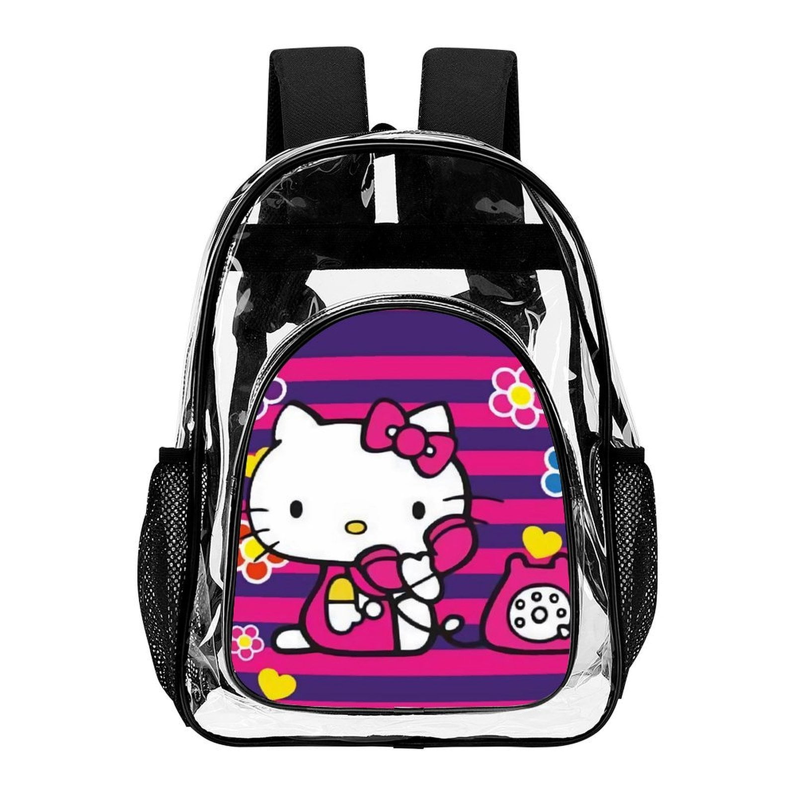 Hello Kitty Making A Phone Call Large Clear Backpack Heavy Duty ...