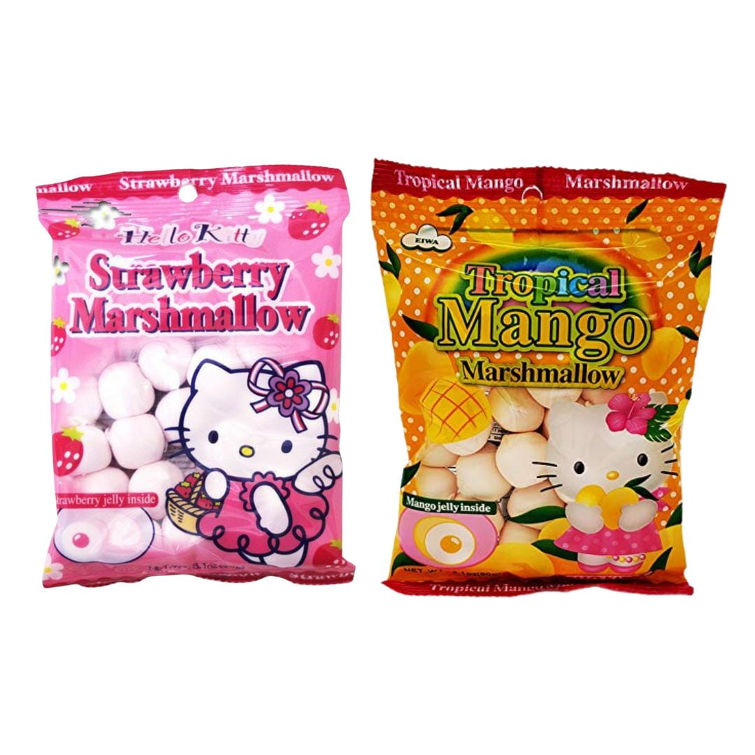 Hello Kitty Marshmallow Variety 3.1 Oz Pack of 2 (Strawberry and Mango ...