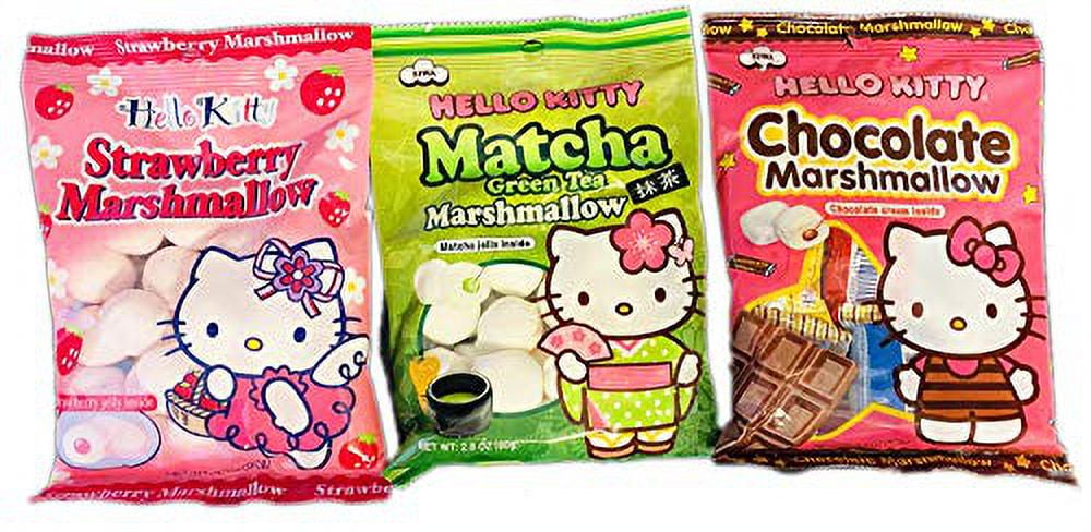 Hello Kitty Marshmallow Variety Pack! 3 Flavors Strawberry, Matcha and ...