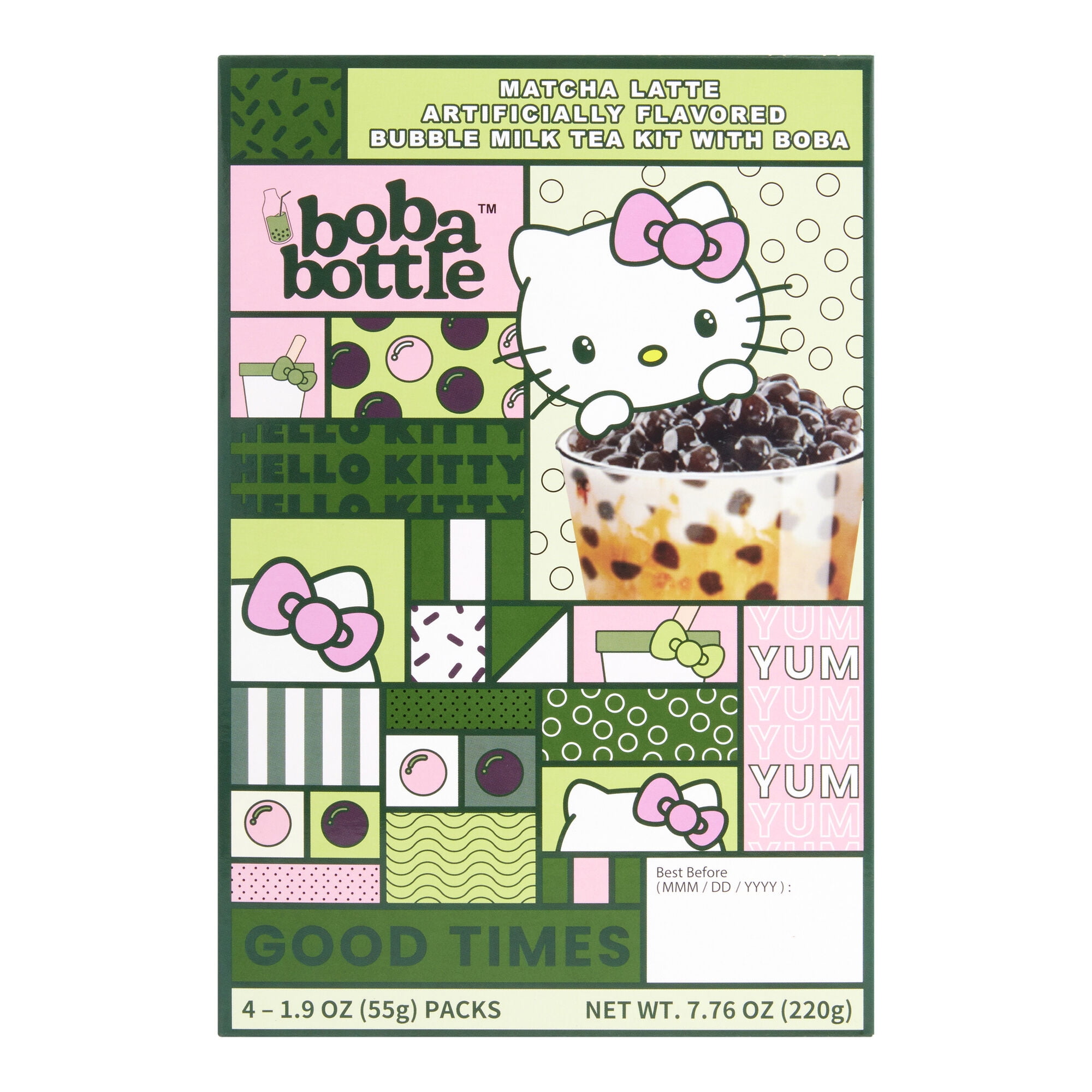 Hello Kitty Matcha Latte Boba Milk Tea Kit 7.76 oz. Pack of 3 - Walmart.com