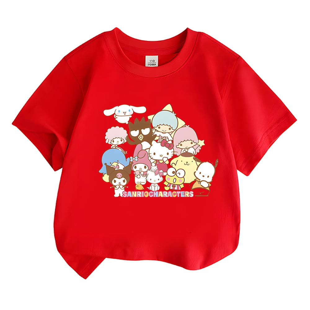 Hello Kitty Melody Family Children T-shirt Y2k Kawaii Kuromi Short ...