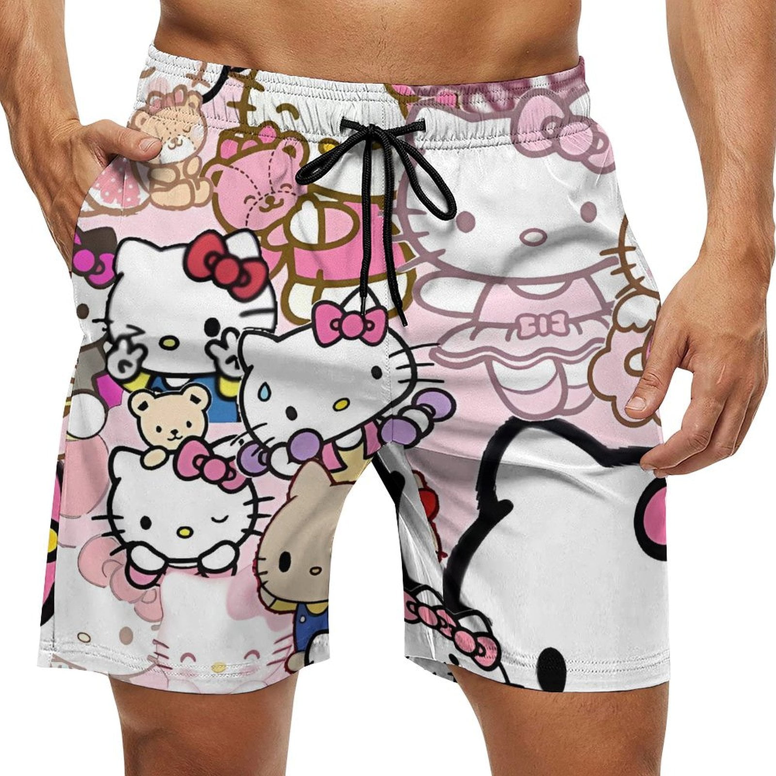 Hello Kitty Men's Quick Dry Swim Shorts with Mesh Lining Loose - Fit ...