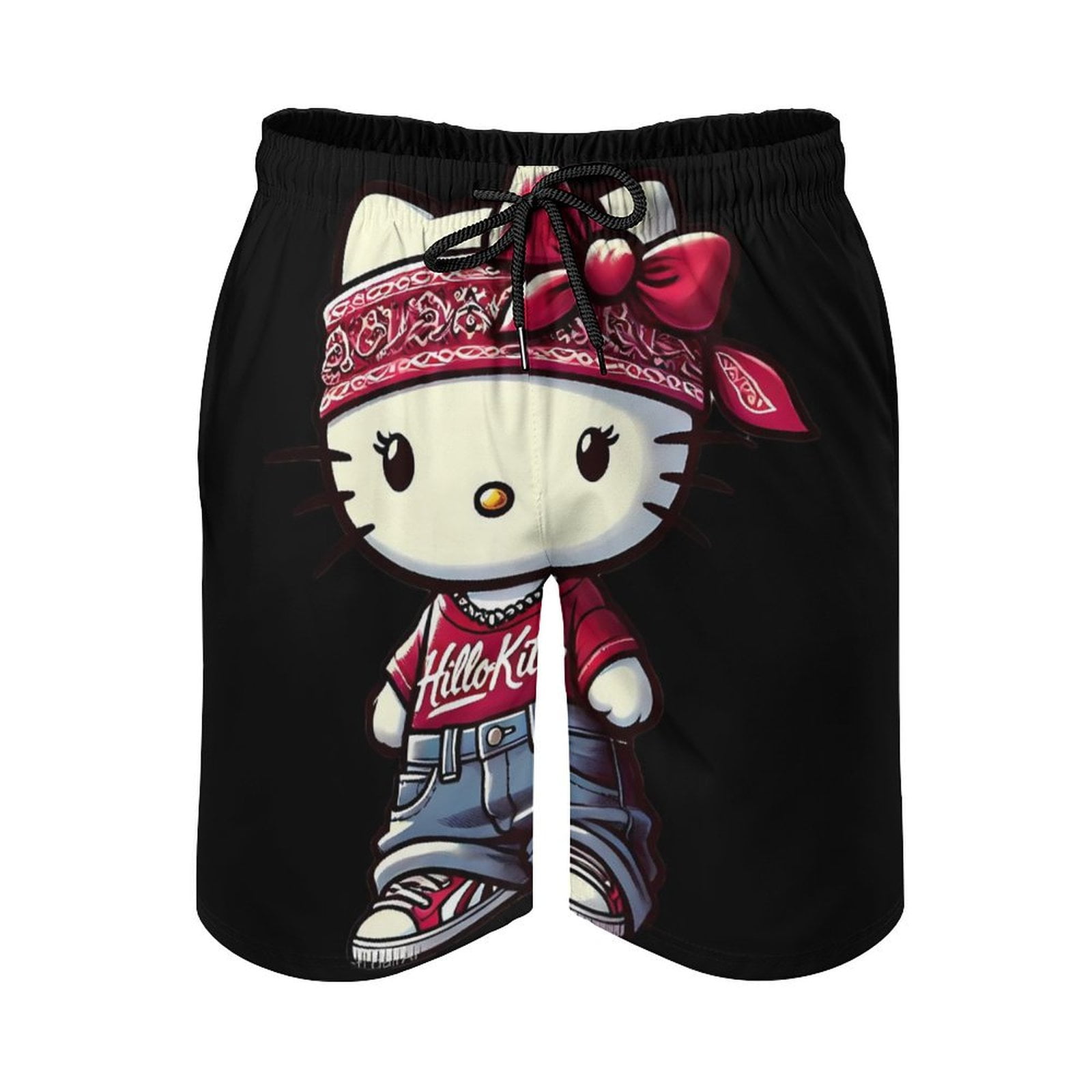 Hello Kitty Men's Shorts Quick Dry 3D Printed Beach Men's Swim Trunks with Pockets Mesh Lining ...