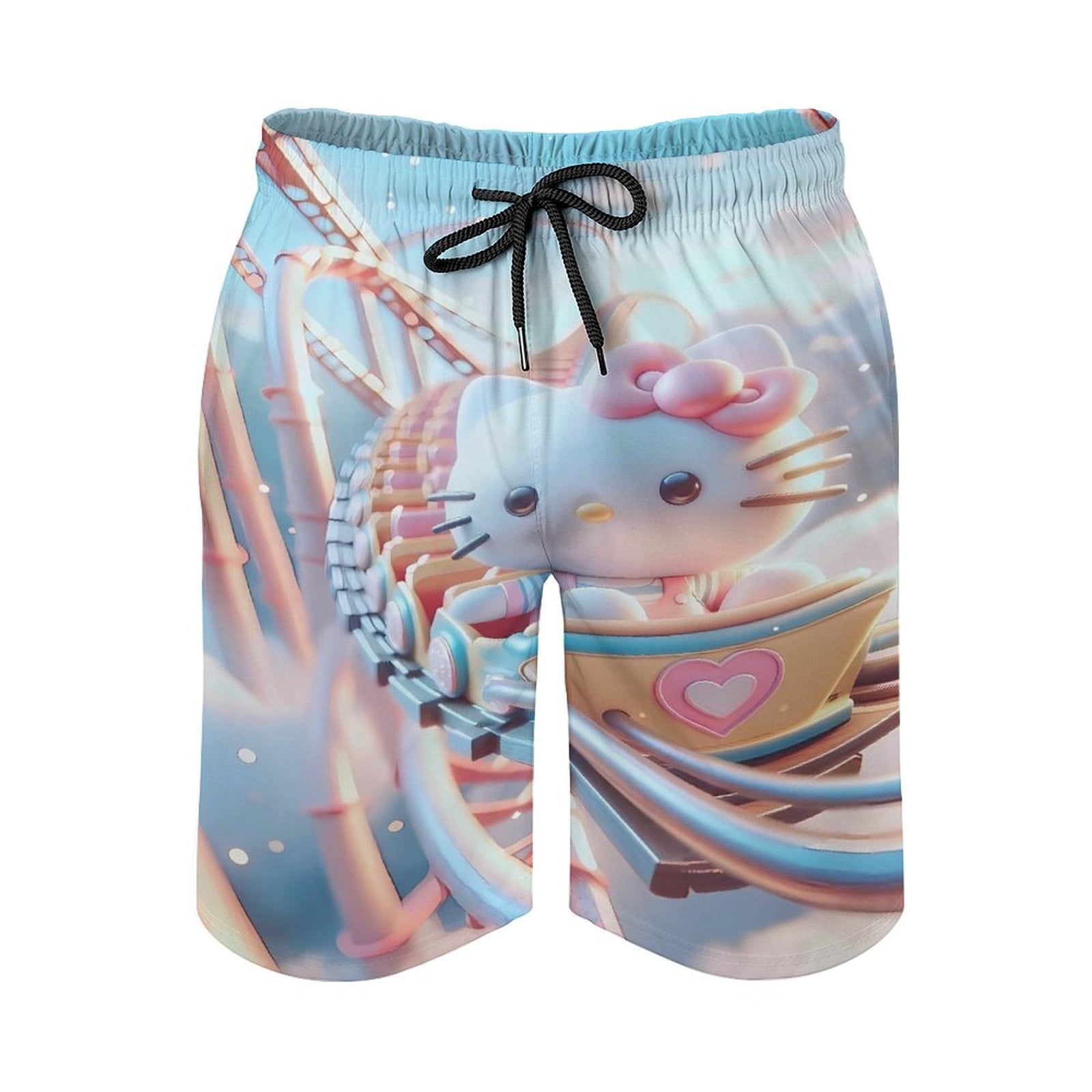 Hello Kitty Men's Shorts Quick Dry 3D Printed Beach Men's Swim Trunks with Pockets Mesh Lining ...