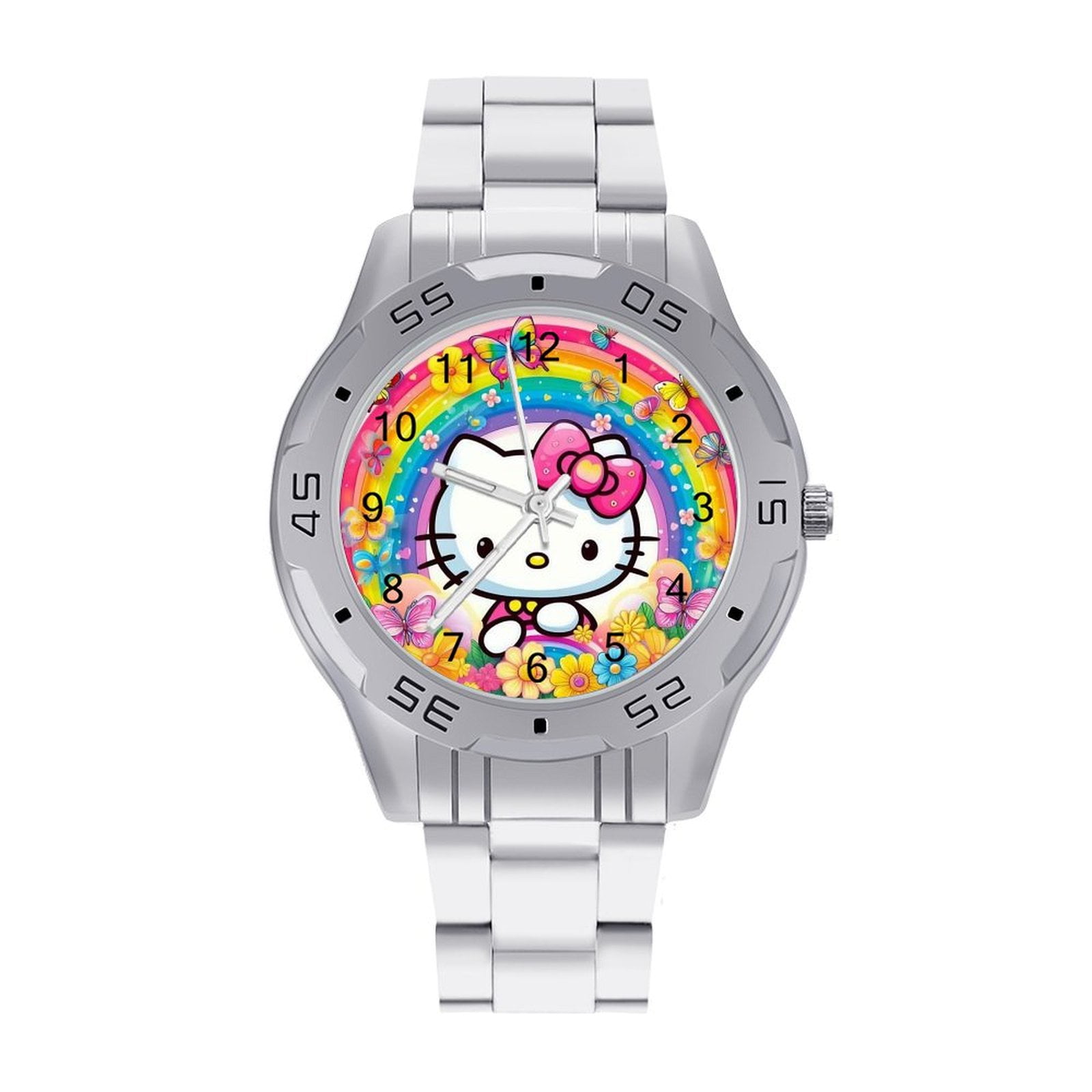 Hello Kitty Mens Stainless Steel Watch Classic Work Business Casual ...