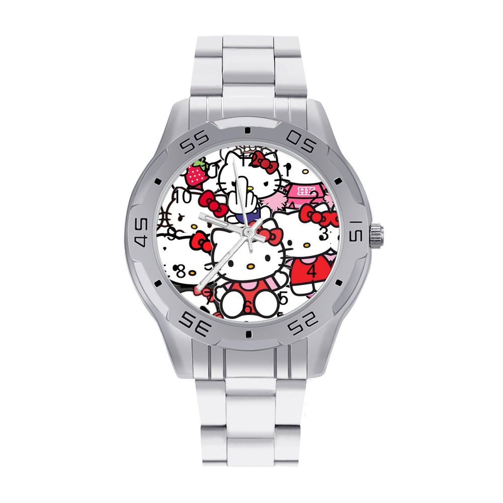 Hello Kitty Mens Stainless Steel Watch Classic Work Business Casual ...