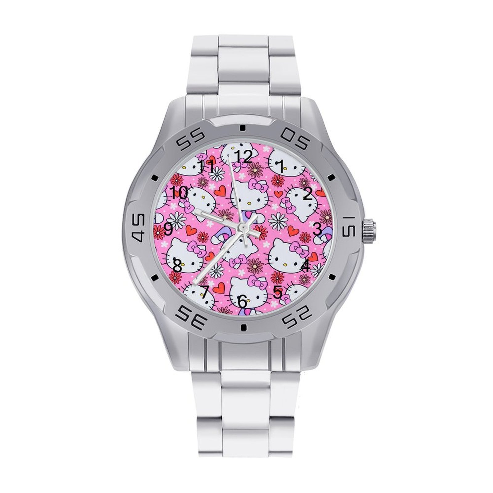 Hello Kitty Mens Stainless Steel Watch Classic Work Business Casual ...