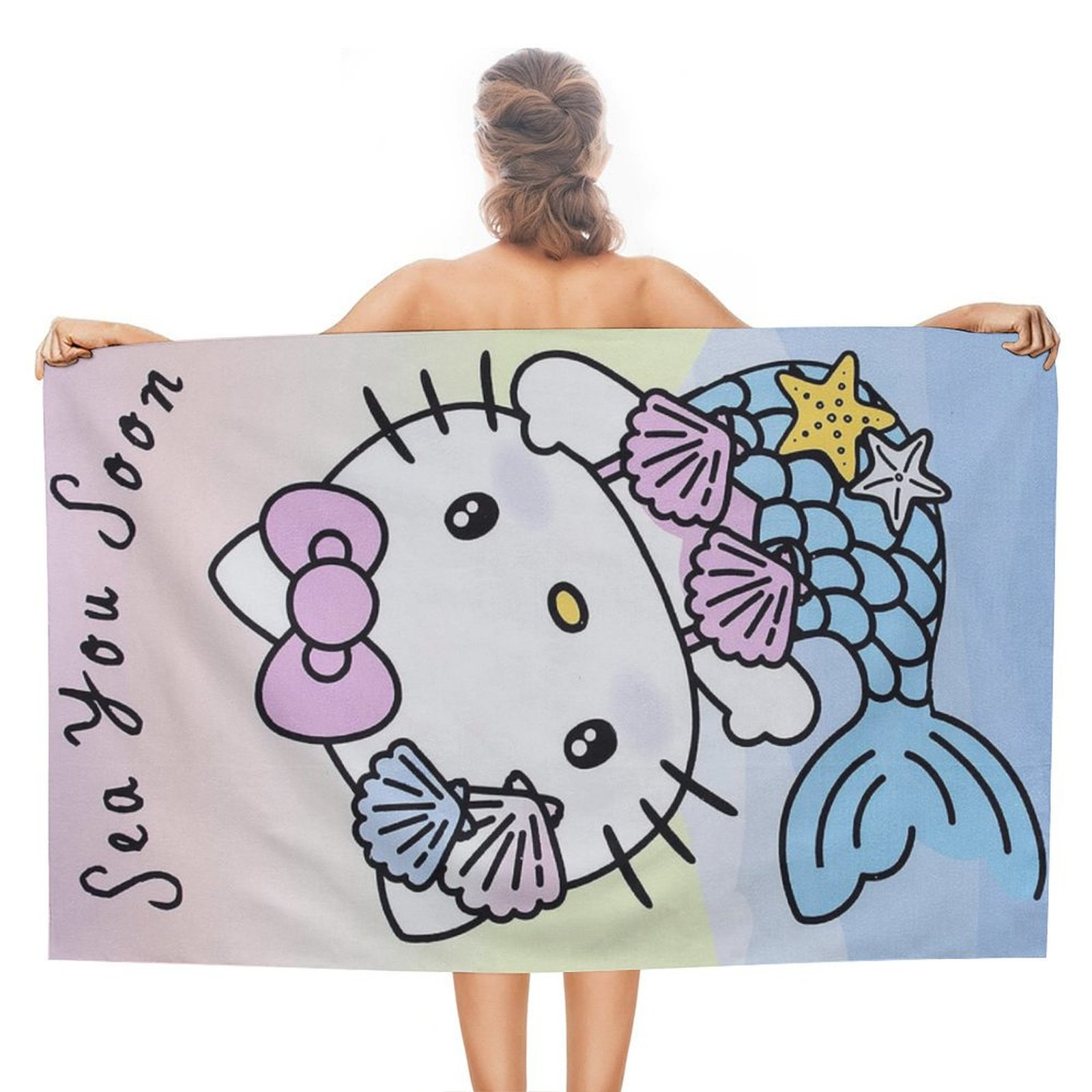 Hello Kitty Mermaid Beach Towels, Sand Free Travel Towels, for Swiming ...
