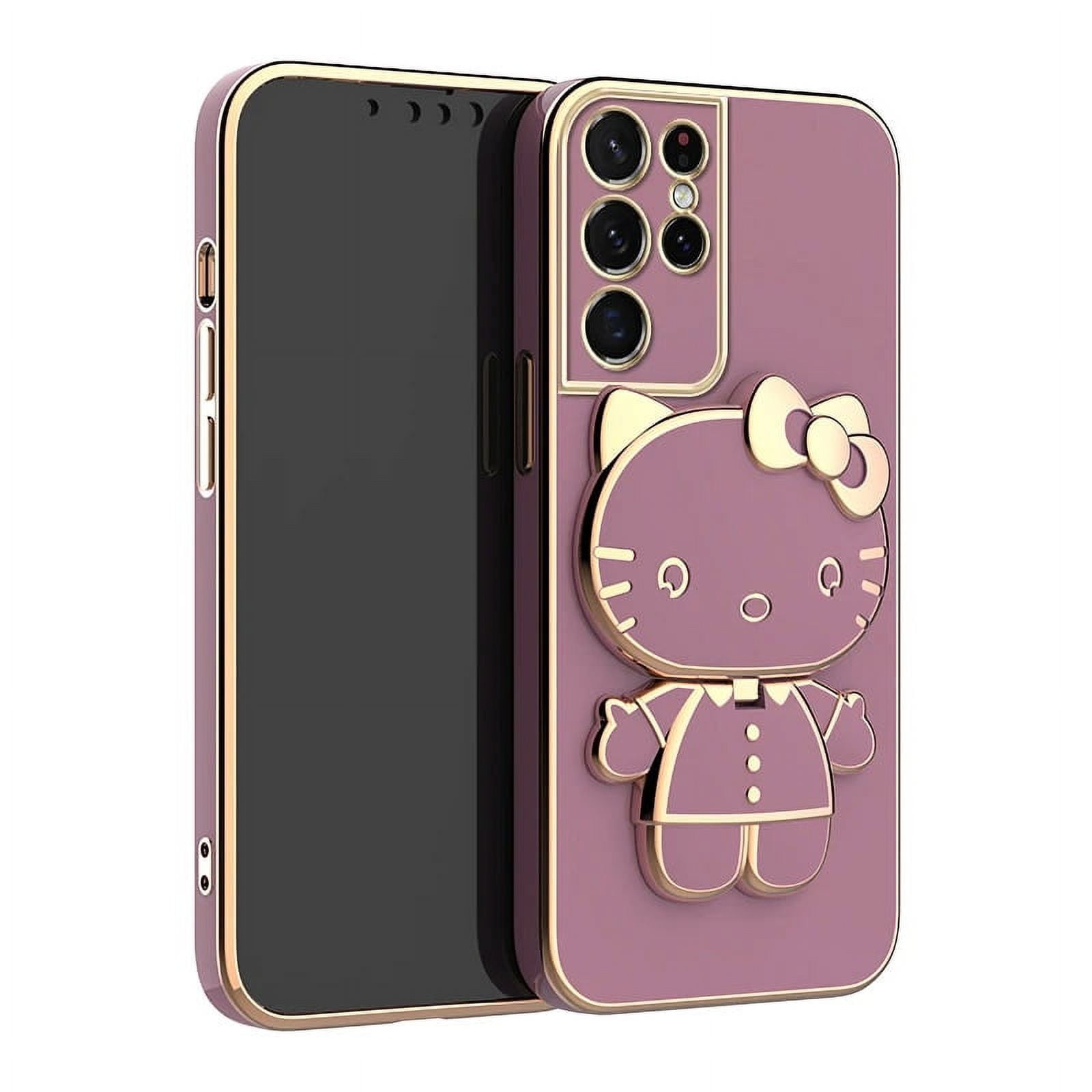 Hello Kitty Mirror Holder Stand Phone Case For Samsung Galaxy S23 S22 ...