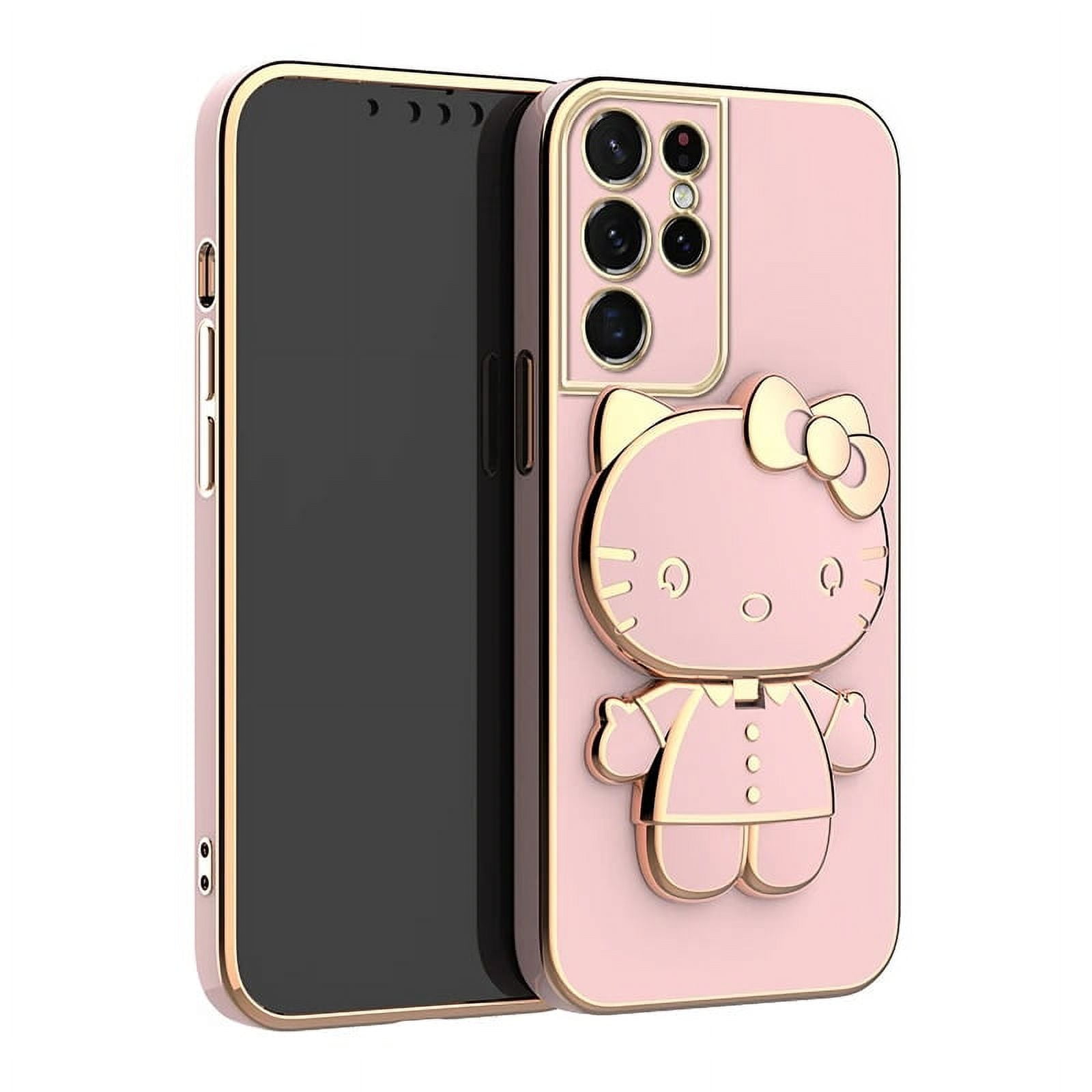 Hello Kitty Mirror Holder Stand Phone Case For Samsung Galaxy S23 S22 Ultra S21 S20 FE S10 Note ...