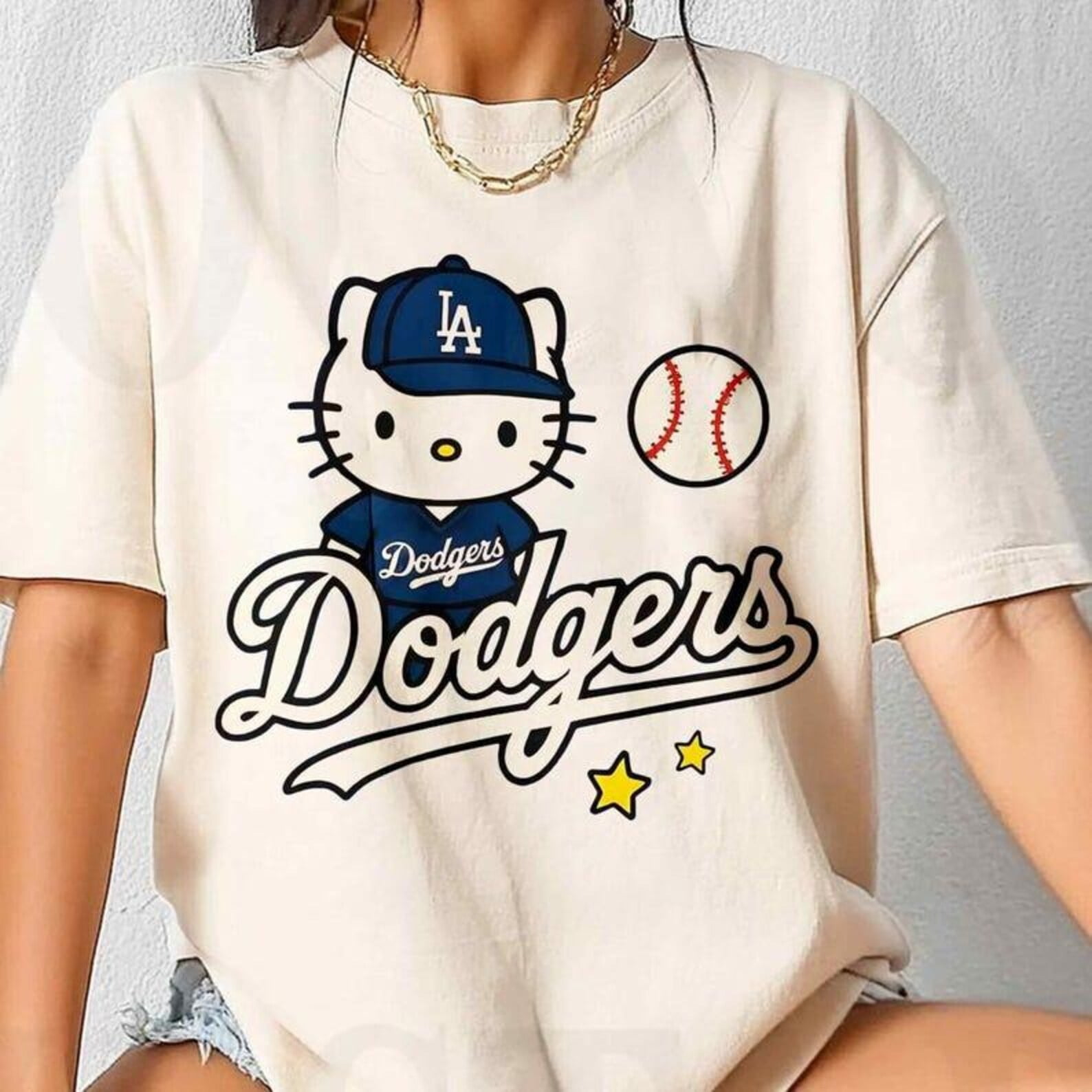 Hello Kitty Monster Dodgers Team Shirt, Baseball,Sand Color,Size M ...