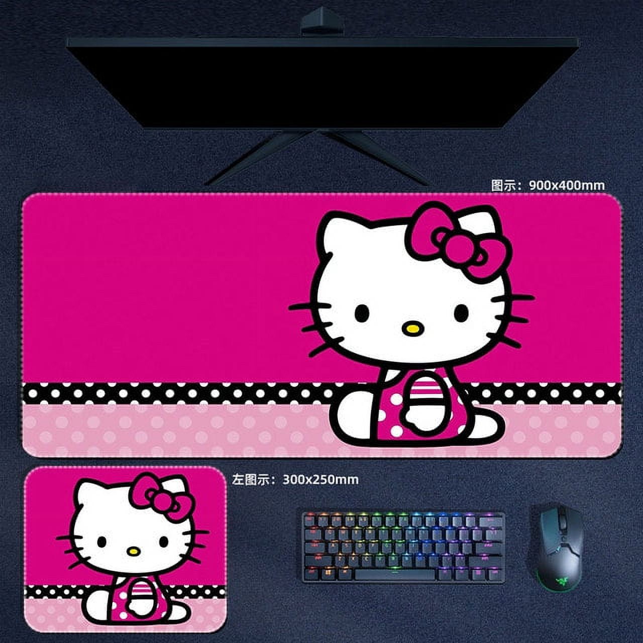 Hello Kitty Mouse Pad Anime Cute Cat Large Mouse Pad Computer Keyboard ...