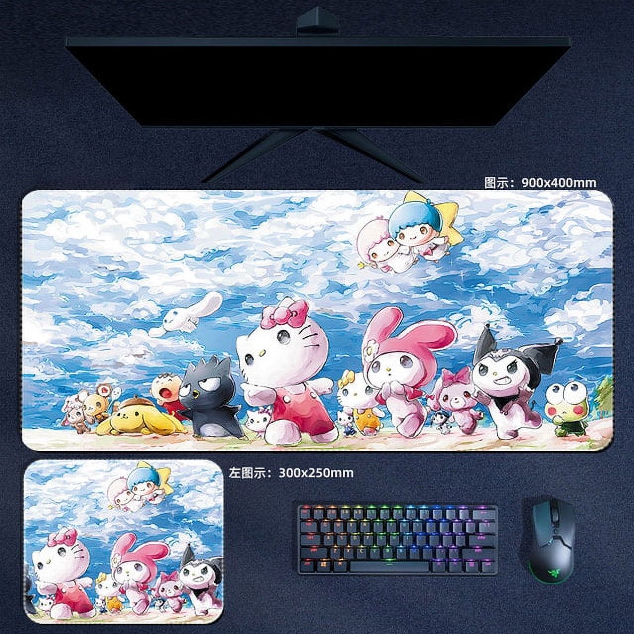 Hello Kitty Mouse Pad Anime Cute Cat Large Mouse Pad Computer Keyboard ...