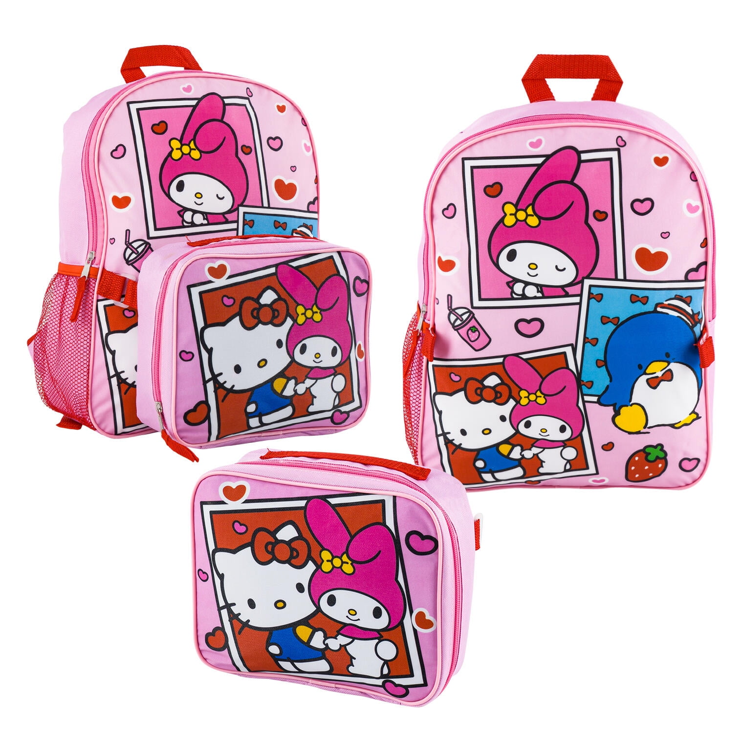 Hello Kitty & My Melody 16 inches Pink Backpack Set - Includes Large ...