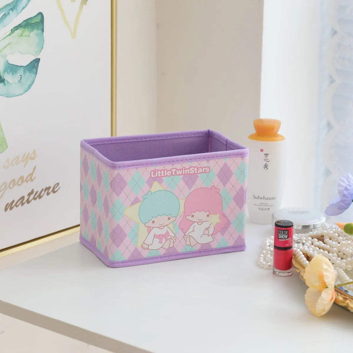 Hello Kitty My Melody Anime Kawaii Sanrio Desktop Cosmetics Storage Box ...