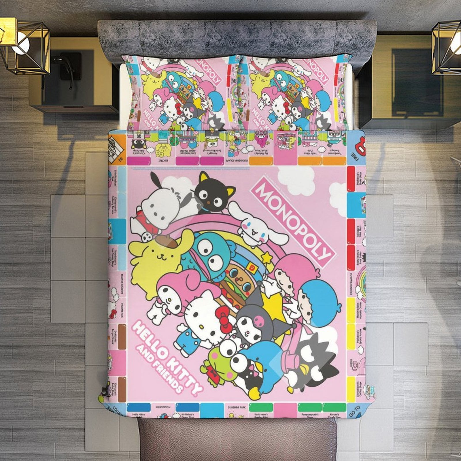 Hello-Kitty Mymelody Kuromi Cinnamoroll Little Twin Stars Bedding Queen ...