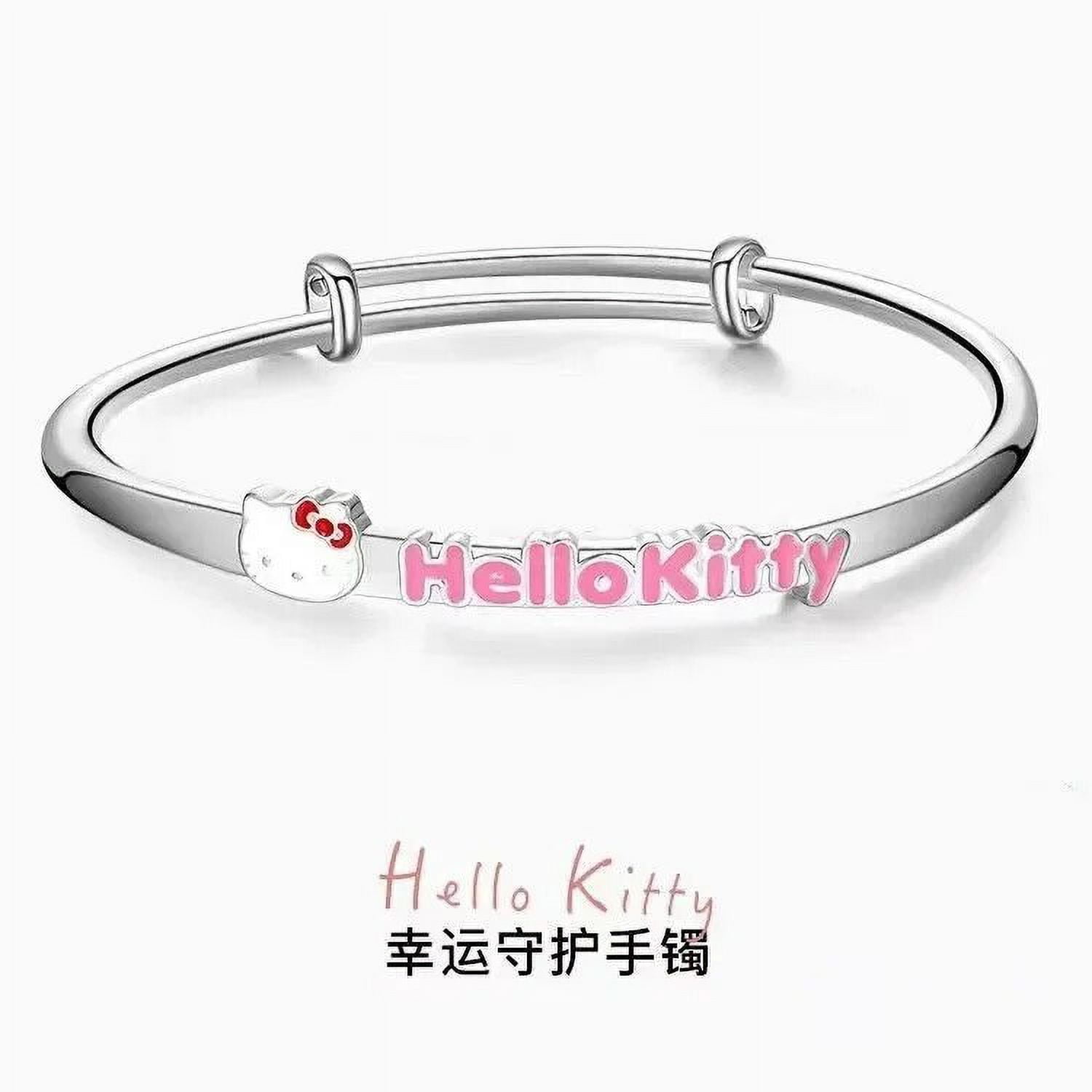 Hello Kitty Necklace Sanrio Anime Character Pink Peach Heart Crystal ...