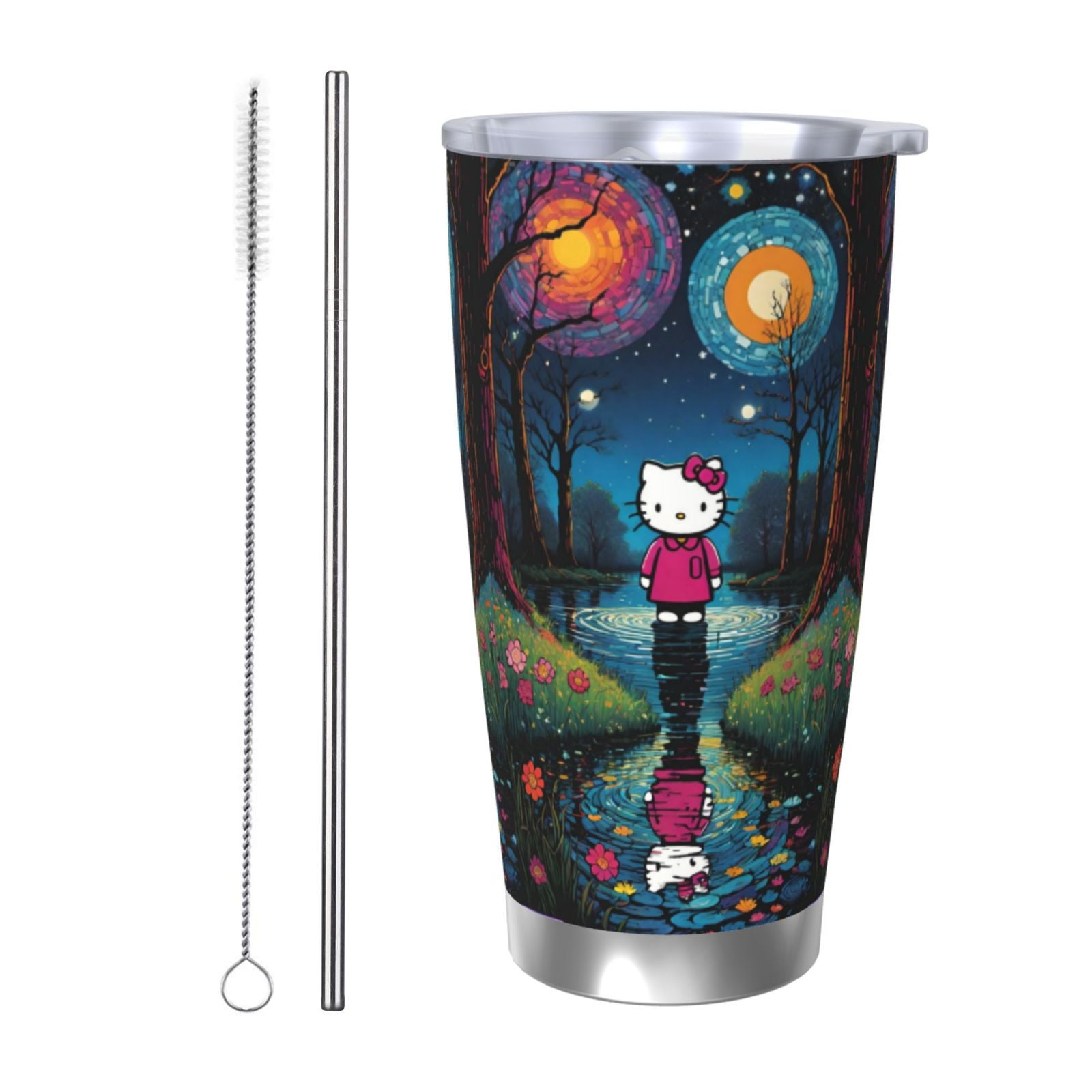 Hello Kitty Oil Painting Kids Water Bottle with Straw Lid,Insulated ...