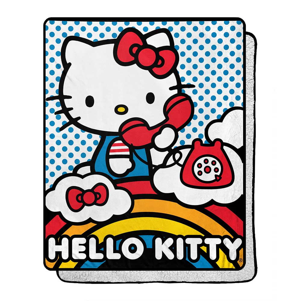 Hello Kitty On The Phone Silk Touch Sherpa Blanket - Walmart.com