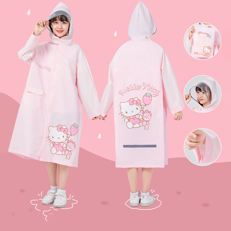 Hello Kitty Outdoor Poncho Sanrio Kawaii Anime Printing Waterproof Rain ...