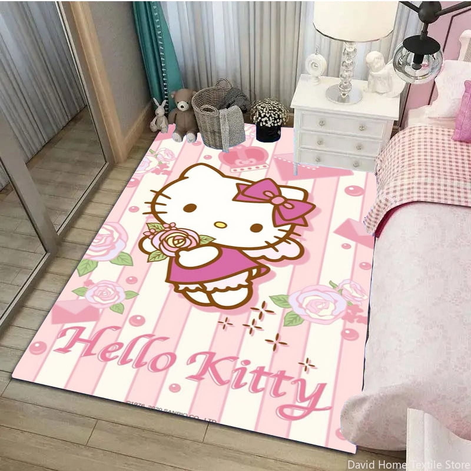 Hello Kitty Painting Area Rug Cute Carpet for Home Living Room Bedroom ...