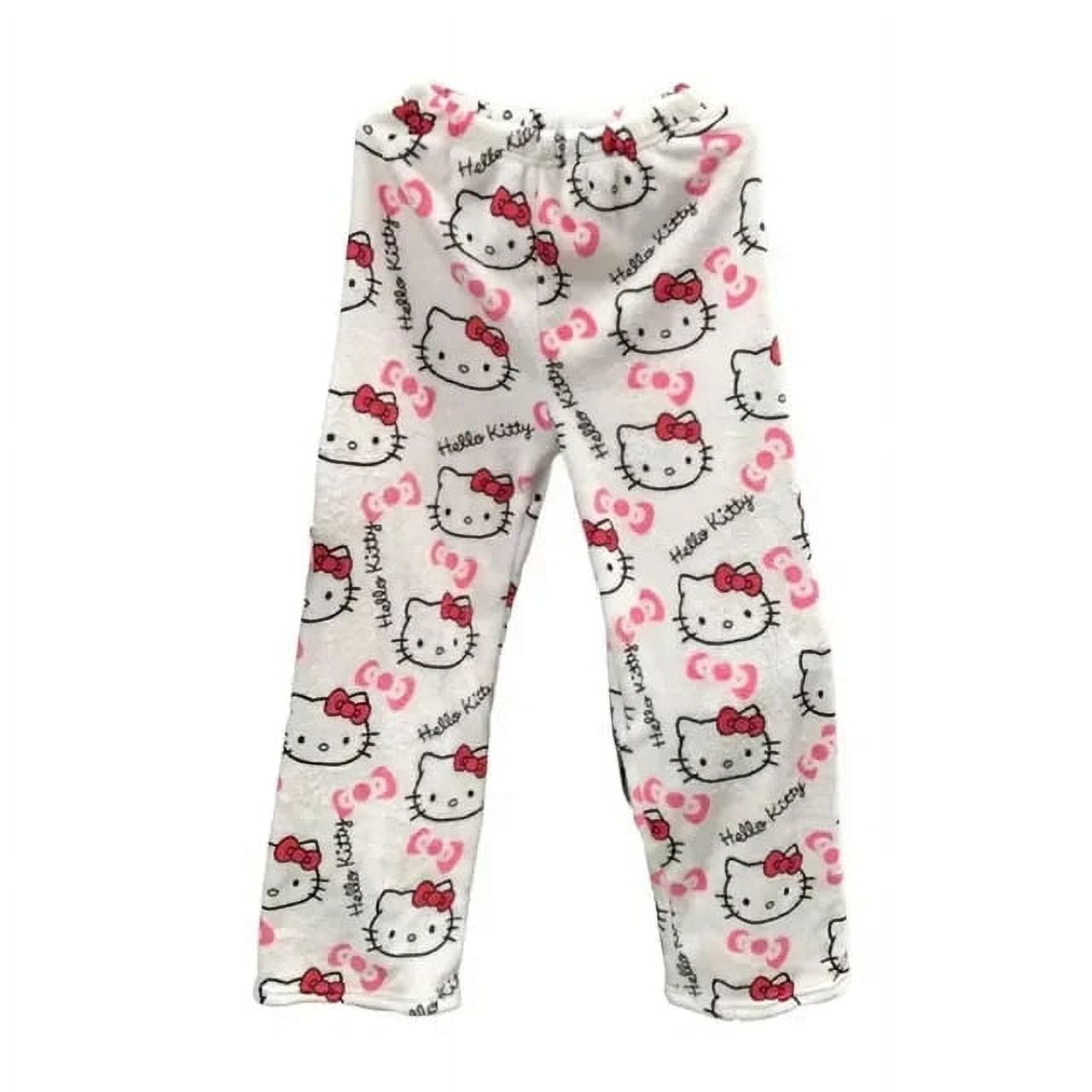 Hello Kitty Pajama Pants Sanrio Anime Fleece Double Elastic Fabric Soft ...