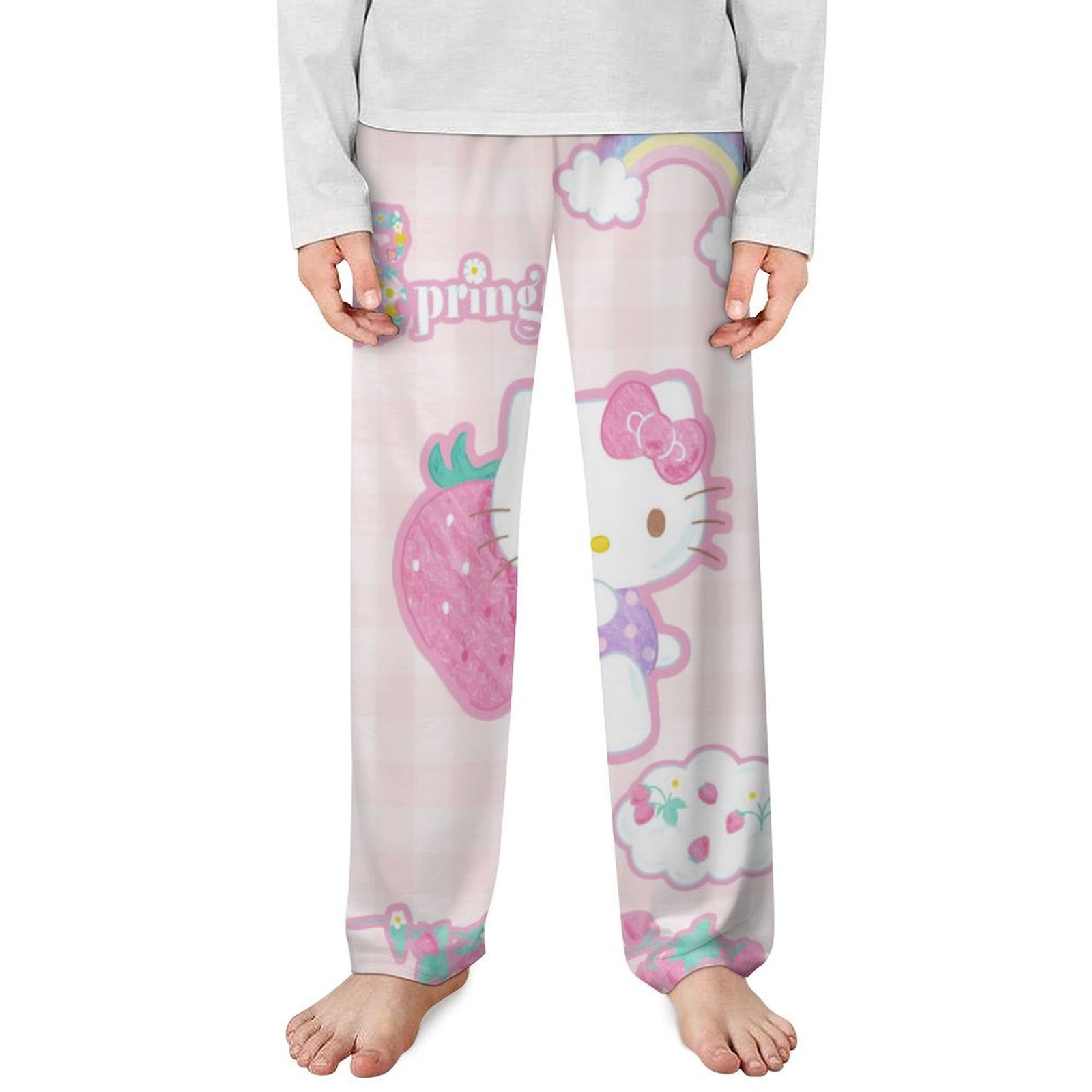 Hello Kitty Pajama Pants for Kids Long Sleep Plaid Pants Soft Lounge Pj Bottoms with Pockets ...