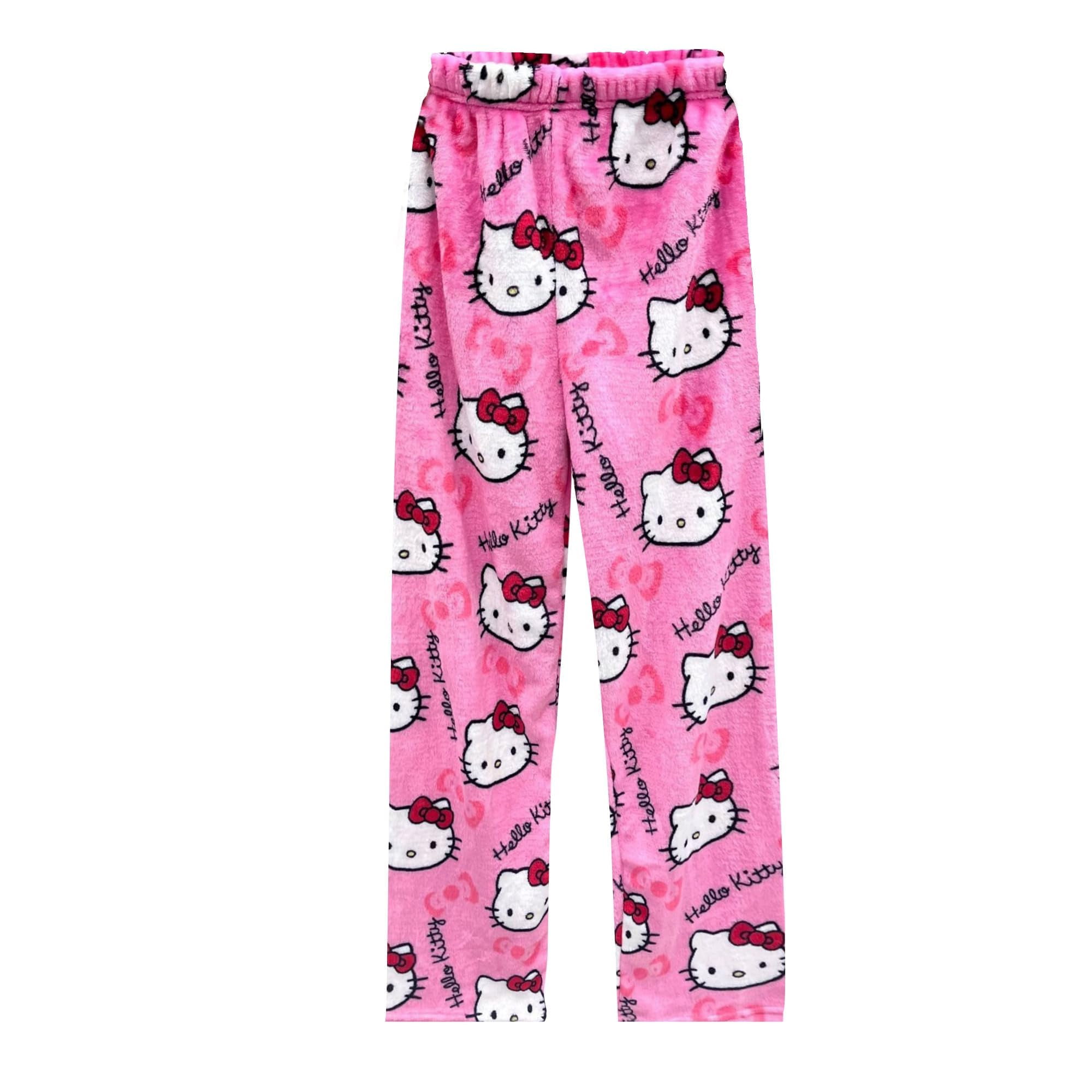 Hello Kitty Pajamas Pants for Womens, Anime Cat All Over Print Flannel ...