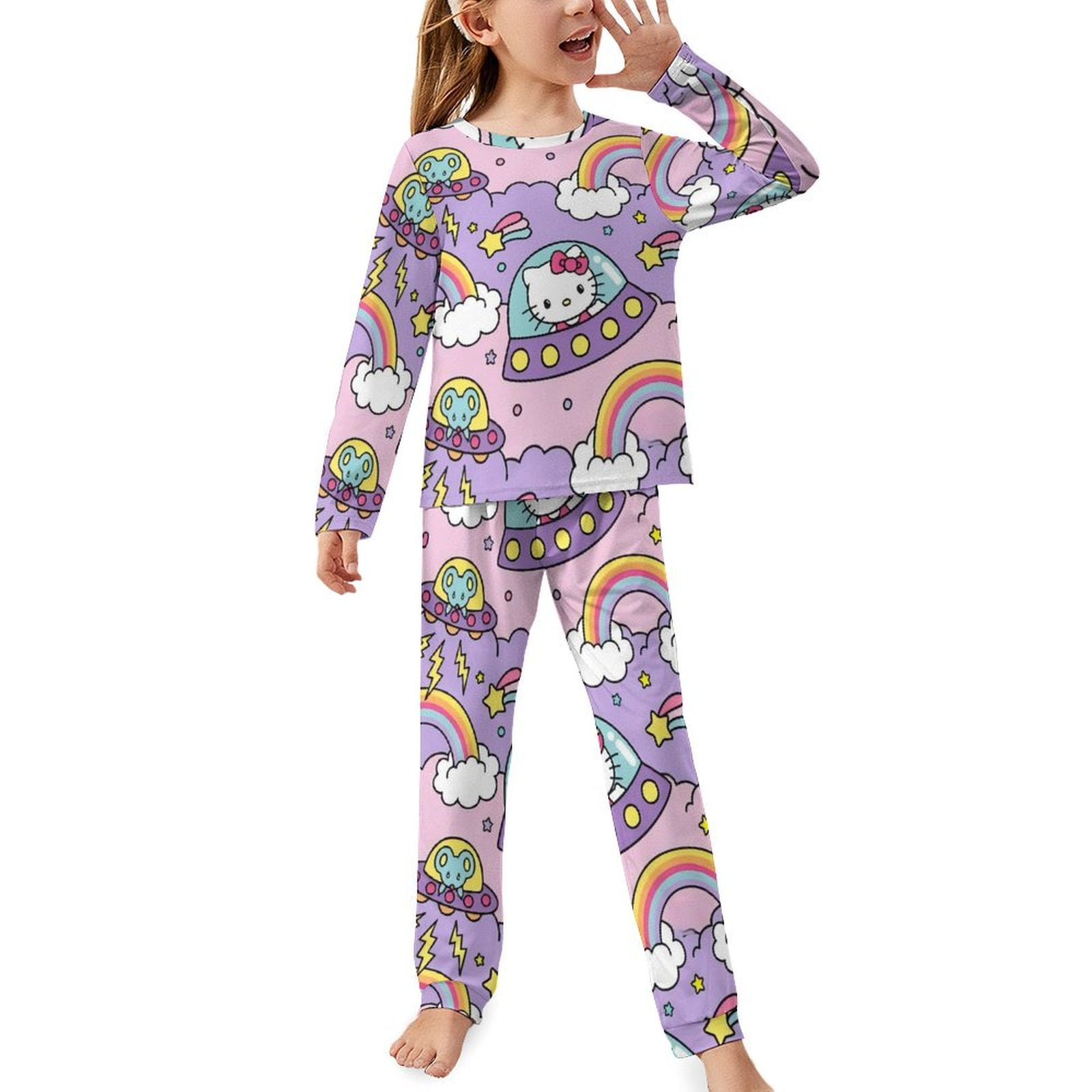 Hello Kitty Pajamas Set for Gils Kids Cute PJ Sets Hello Kitty Merch ...