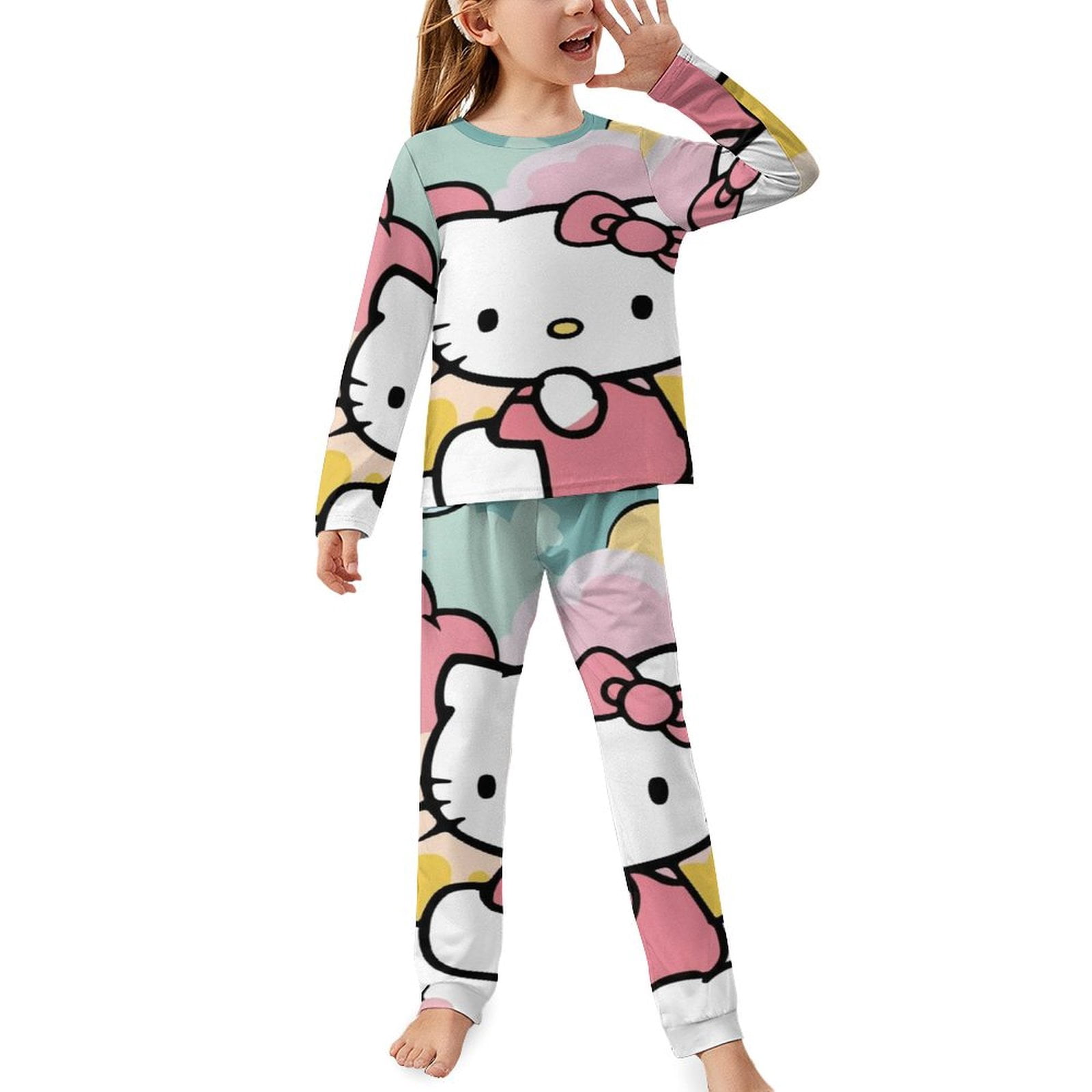 Hello Kitty Pajamas Set for Gils Kids Cute PJ Sets Hello Kitty Merch ...