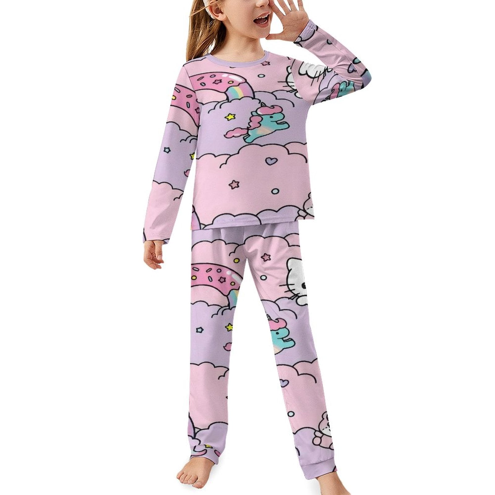Hello Kitty Pajamas Set for Gils Kids Cute PJ Sets Hello Kitty Merch ...