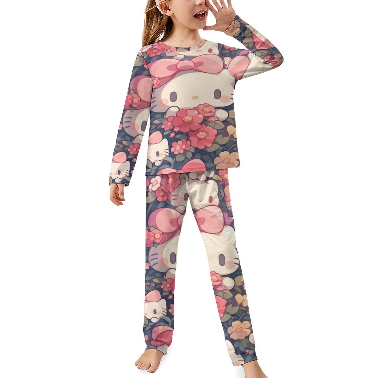 Hello Kitty Pajamas Set for Gils Kids Cute PJ Sets Hello Kitty Merch ...