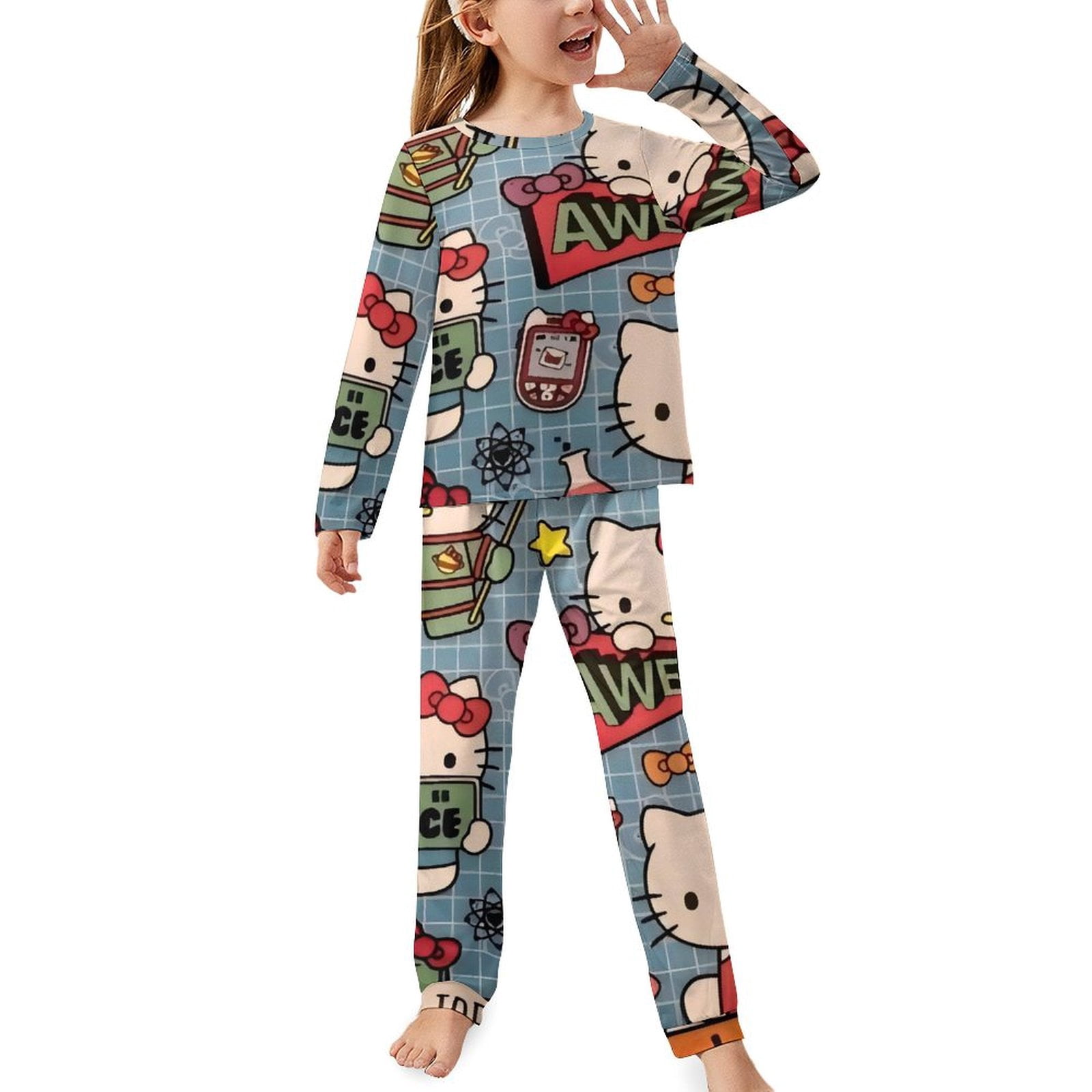 Hello Kitty Pajamas Set for Gils Kids Cute PJ Sets Hello Kitty Merch ...