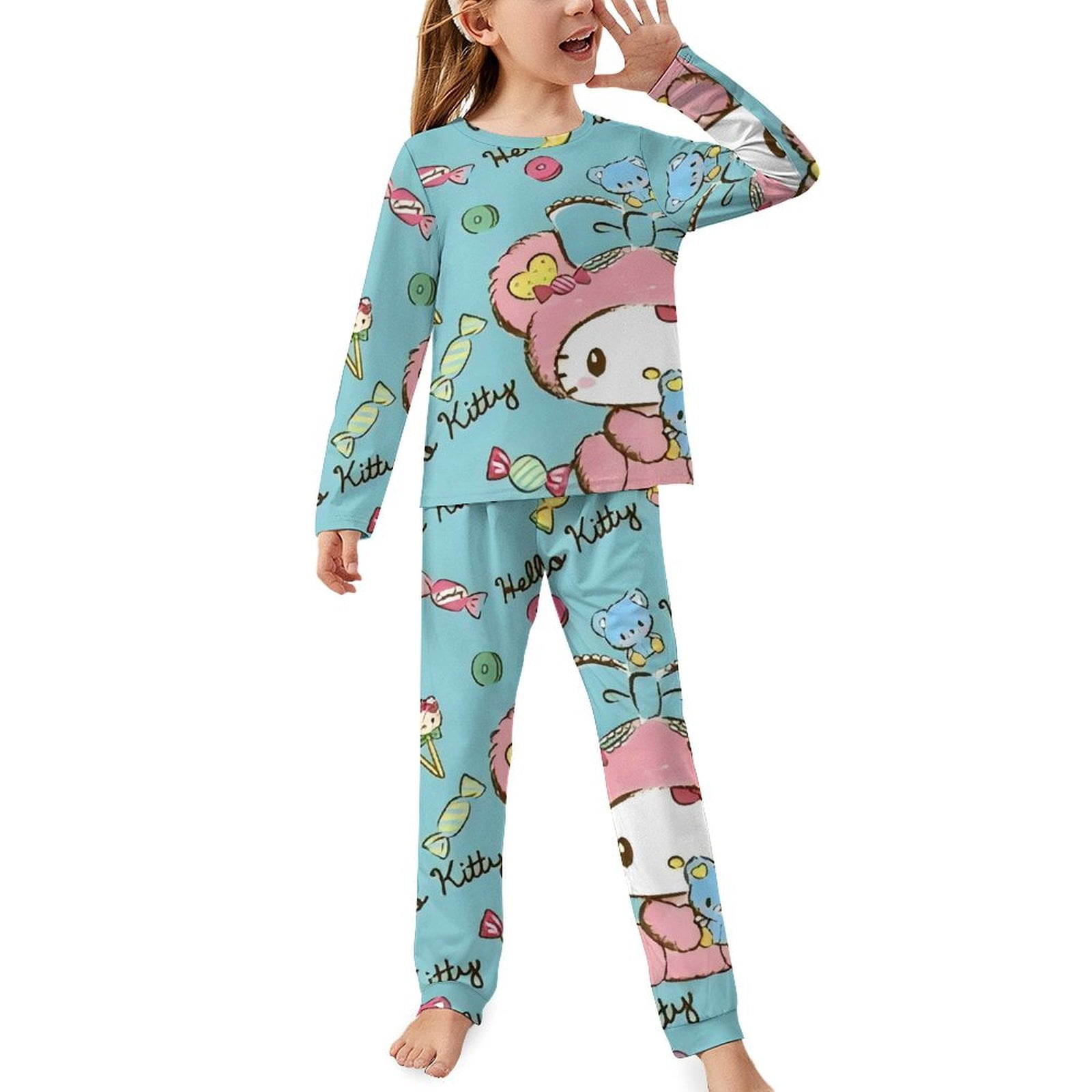 Hello Kitty Pajamas Set for Gils Kids Cute PJ Sets Hello Kitty Merch ...